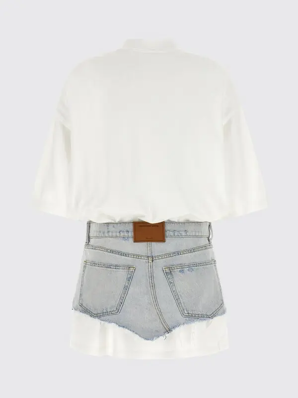 Alexander Wang Bi Double-layer Cotton Mini Shirtdress With Classic Collar