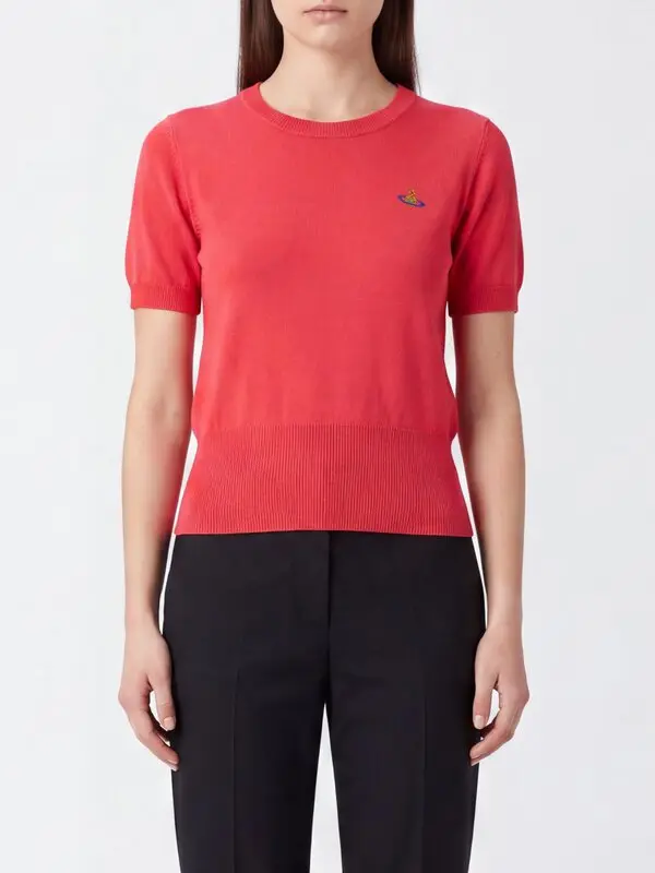VIVIENNE WESTWOOD Slim Fit Cotton And Cashmere Sweater With Orb Logo - Red