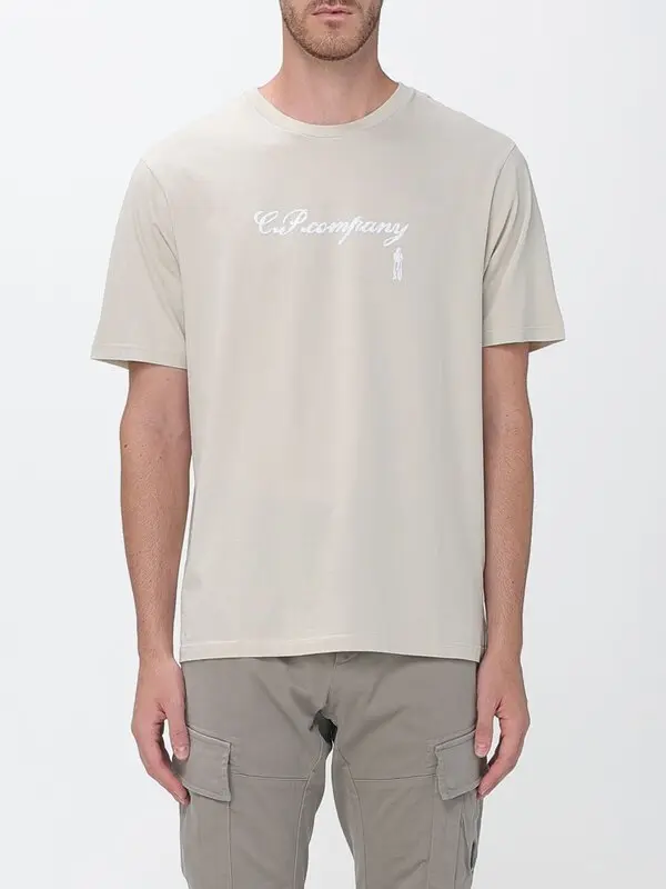 C.P. COMPANY Short-sleeved Cotton T-shirt With A Contrasting Logo On The Chest