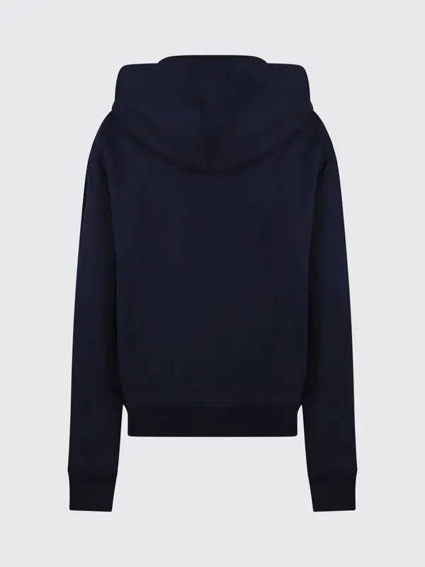 AMI Paris Cotton Zip-up Hoodie With Embroidered Logo - Blue