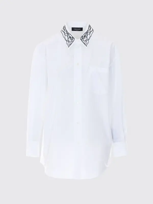 Fabiana Filippi Cotton Poplin Embroidered Collar Shirt - White