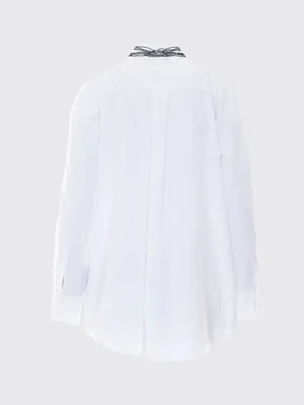 Fabiana Filippi Cotton Poplin Embroidered Collar Shirt - White