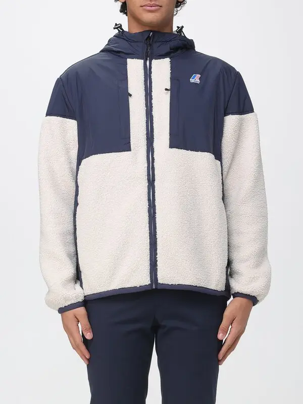 K-WAY Padded Nylon Jacket With Sherpa Lining And Drawstring Hood - Blue