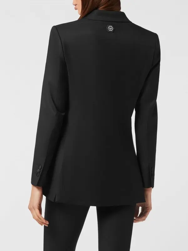 Philipp Plein Single-breasted Cropped Blazer With Peak Lapels - Black