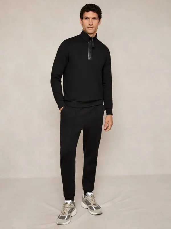 REISS Interlock Half-zip Sweatshirt With Trim