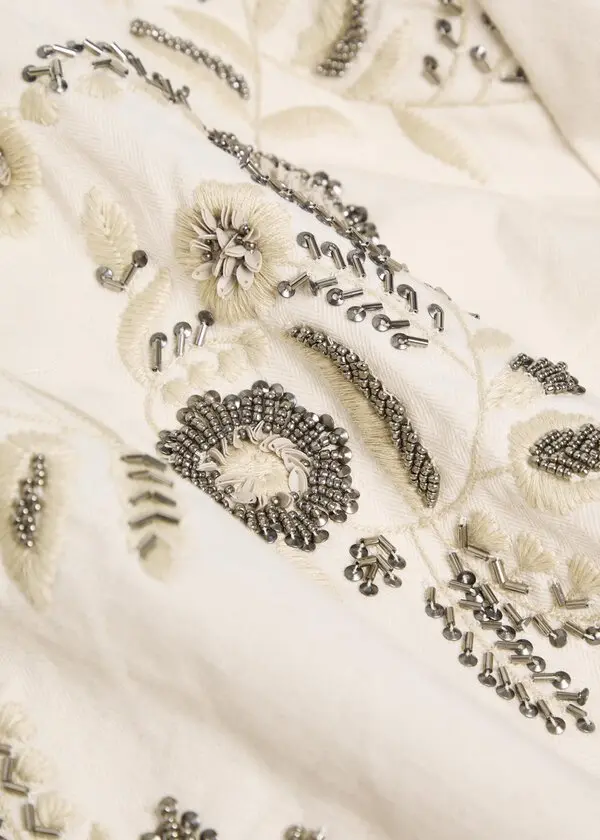Veronica Beard Emeren Floral-embellished Cotton Jacket - Ecru