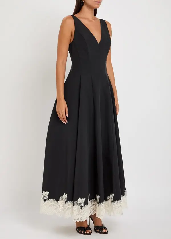 Simkhai Lace-trimmed Cotton-blend Faille Maxi Dress