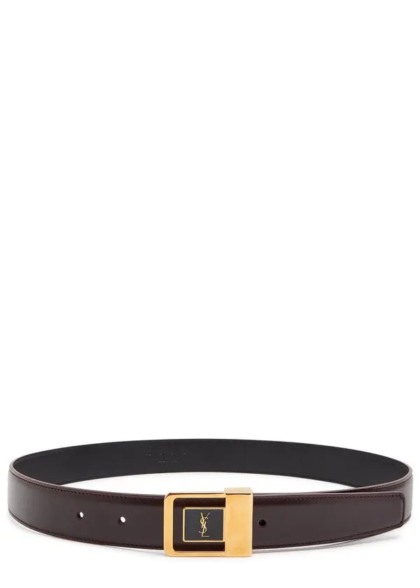 Saint Laurent Logo-engraved Leather Belt