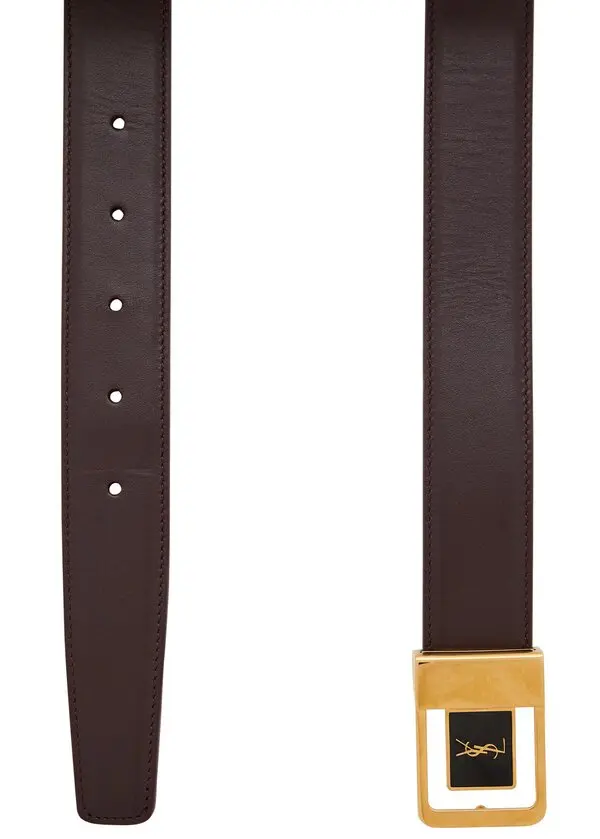 Saint Laurent Logo-engraved Leather Belt