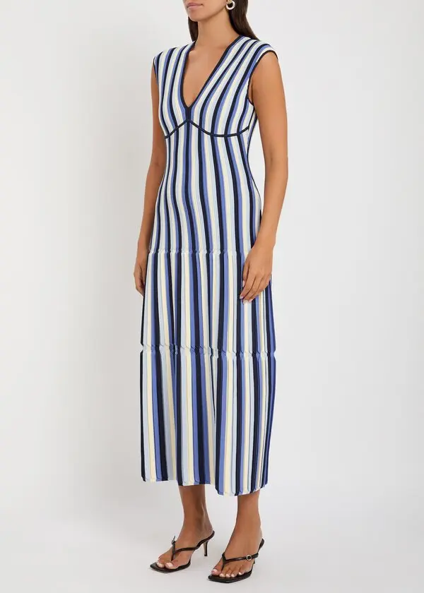 Simkhai Lianne Striped Textured Knit Midi Dress