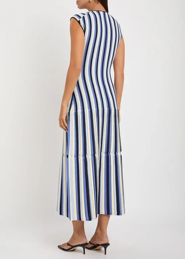 Simkhai Lianne Striped Textured Knit Midi Dress