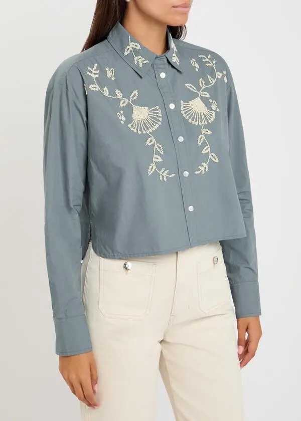 Veronica Beard Andres Embellished Cotton Shirt