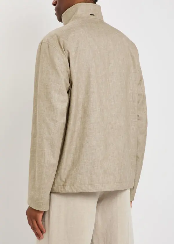 Herno Funnel-neck Linen And Wool-blend Jacket