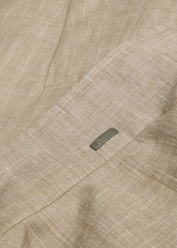 Herno Funnel-neck Linen And Wool-blend Jacket
