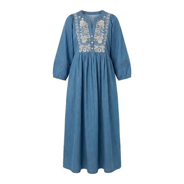 Adrift Clothing Elodie Chambray Smock Maxi Dress