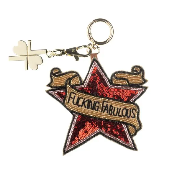 LAINES LONDON Beaded Star Bag Charm - Black/gold/red