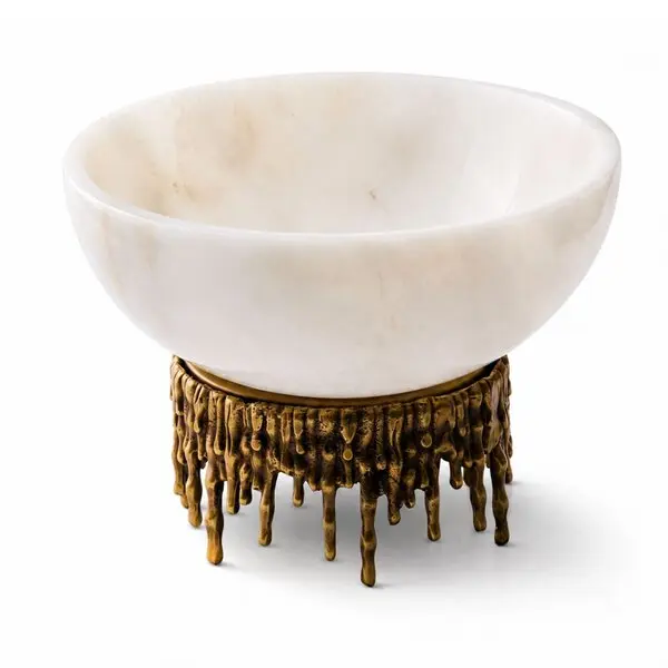 MARLETH Marble Bowl Gold Drip Base
