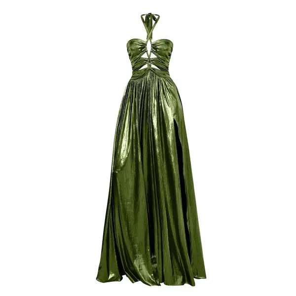 MODA GLAM Metallic Halterneck Gown