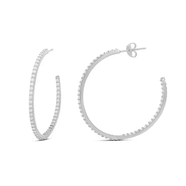 SHYMI Thin Pave Hoops - Silver