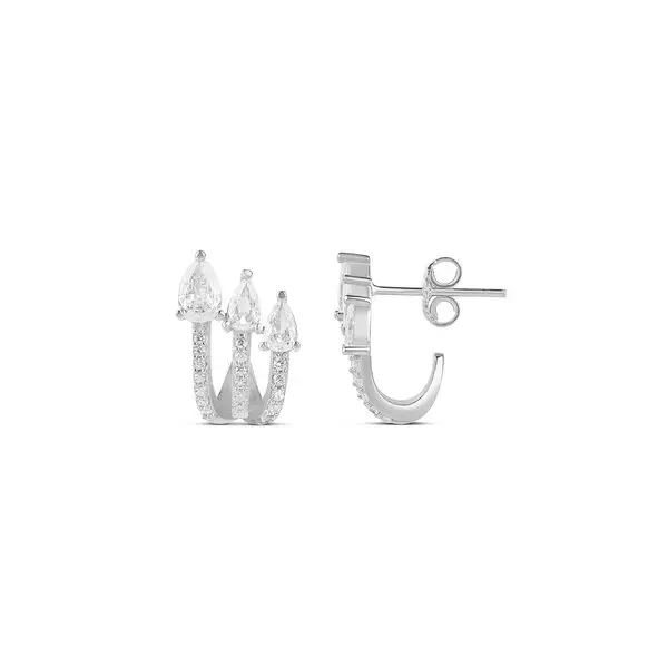 SHYMI Three Row Pave Wrap Earrings - Silver