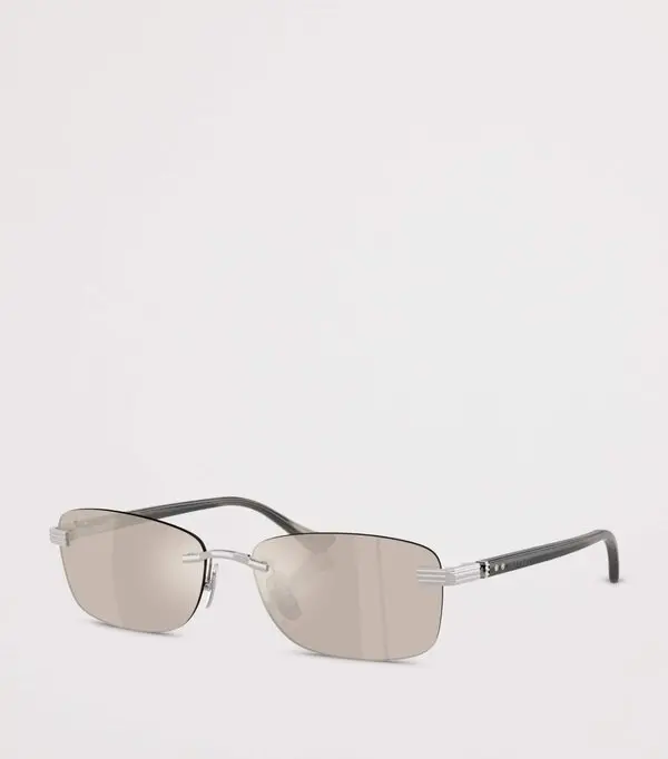FERRARI Titanium Rimless Rectangular Sunglasses