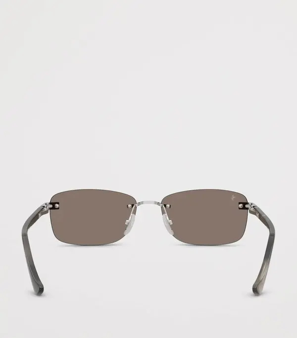 FERRARI Titanium Rimless Rectangular Sunglasses