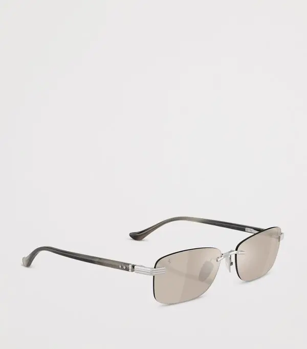 FERRARI Titanium Rimless Rectangular Sunglasses