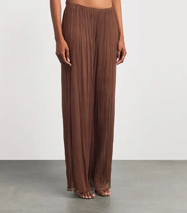 MORE NOIR Silk Chiffon Pleated Max Trousers