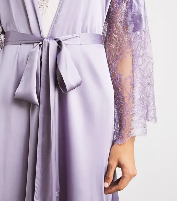 Rosamosario Silk Lace-trim Robe