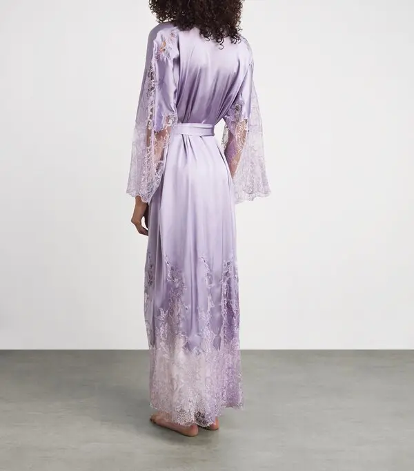 Rosamosario Silk Lace-trim Robe