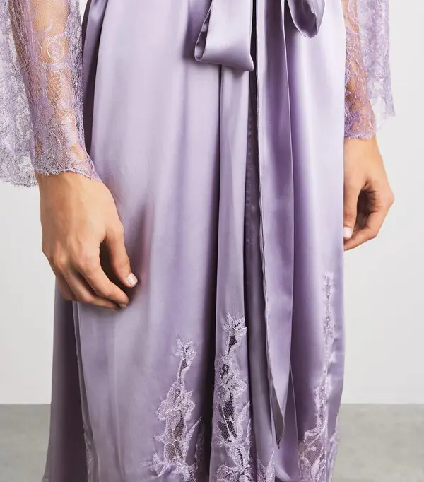 Rosamosario Silk Lace-trim Robe