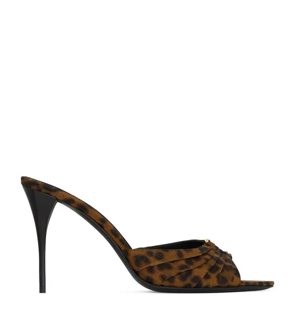 Saint Laurent Leopard Print Leather Babylone Heeled Sandals