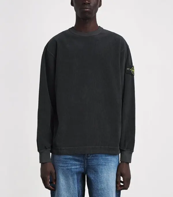 Stone Island Rib-knit Compass Sweatshirt