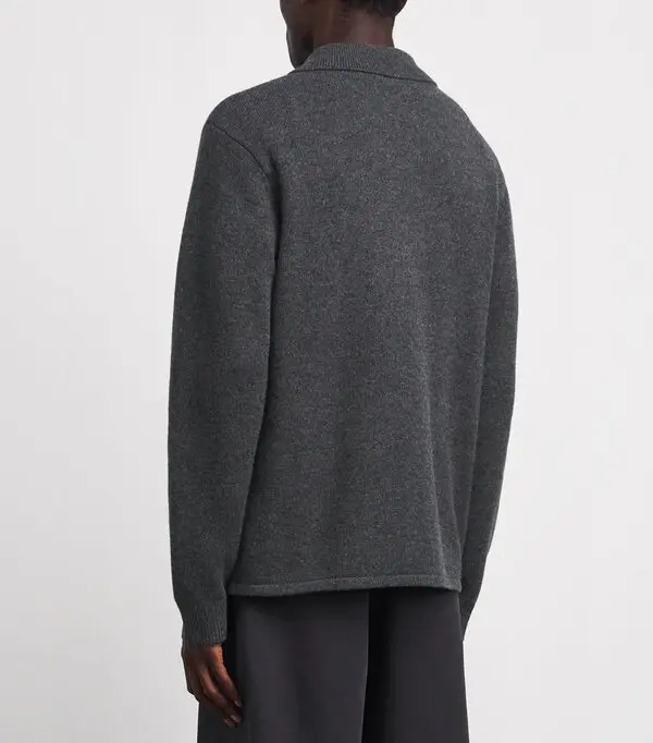 FRAME Boiled Wool Point Collar Cardigan