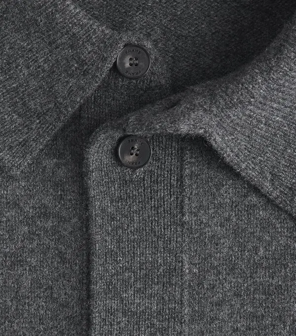 FRAME Boiled Wool Point Collar Cardigan