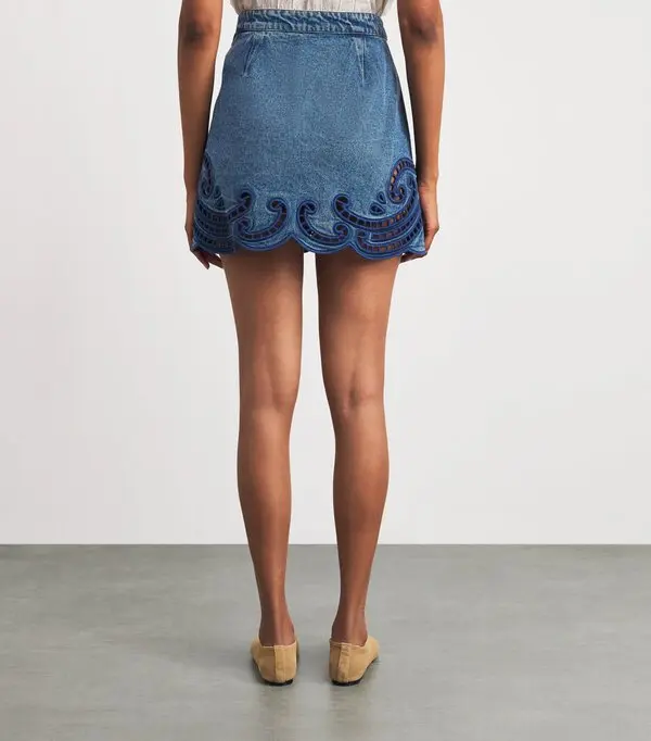 Ulla Johnson Cadiz Eyelet Denim Mini Skirt