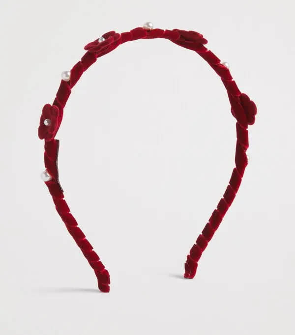Monnalisa Velvet Flower-detail Headband