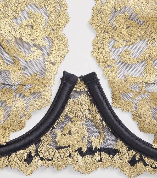 COCO DE MER Embroidered High-neck Plunge Bra