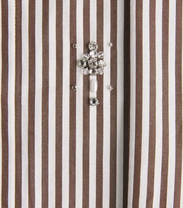 Sandro Cotton Stripe Embellished Shirt