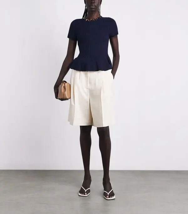Sandro Embellished Ribbed Peplum Sweater