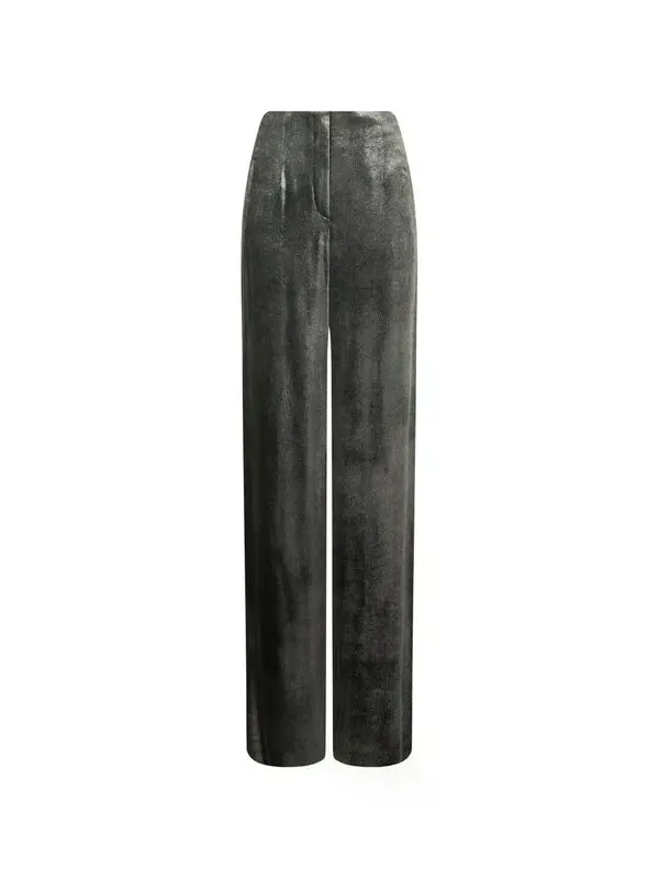 Alberta Ferretti Metallic-effect Straight-leg Trousers - Grey