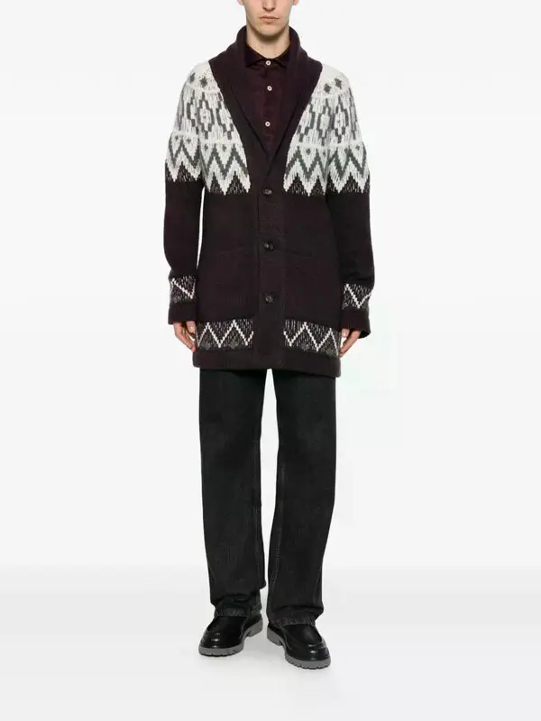 Eleventy Fair Isle Shawl-collar Cardigan