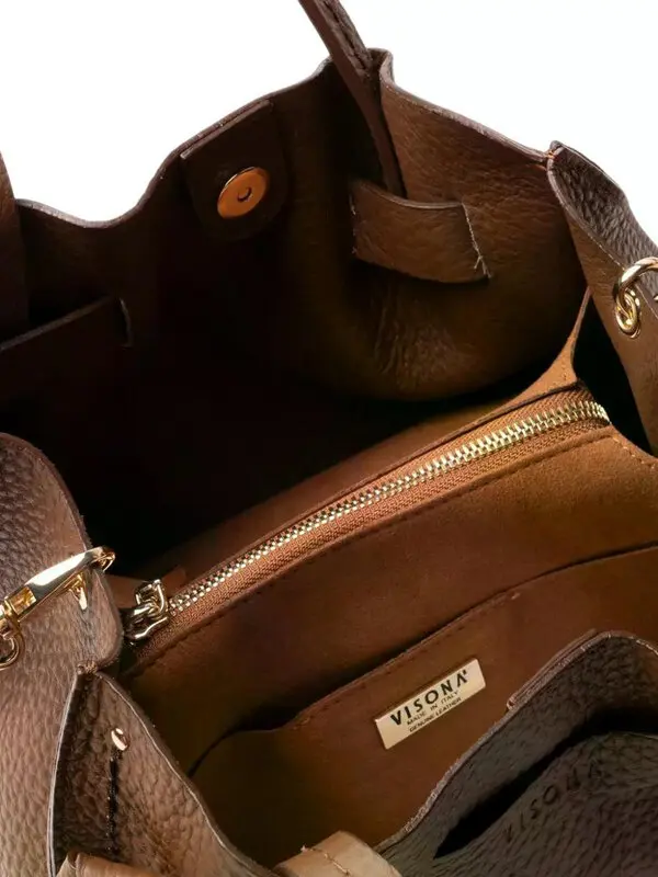 VISONA` Vittoria Grained-leather Knotted-detail Tote Bag