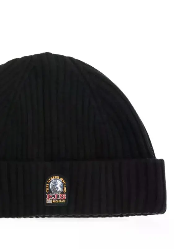 PARAJUMPERS Ribbed-knit Logo-patch Beanie Hat
