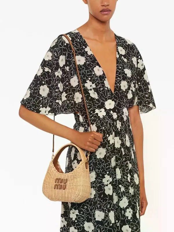 Miu Miu Mini Wander Wicker Shoulder Bag