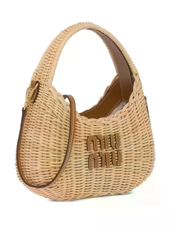 Miu Miu Mini Wander Wicker Shoulder Bag