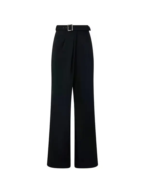 Alberta Ferretti Belted Pleated Wide Leg Trousers
