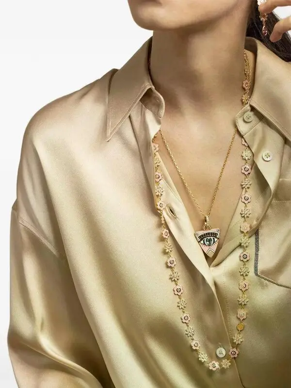 BUDDHA MAMA Bhudda Mama 20k Yellow Blue Topaz And Diamond Guitar Pick Pendant