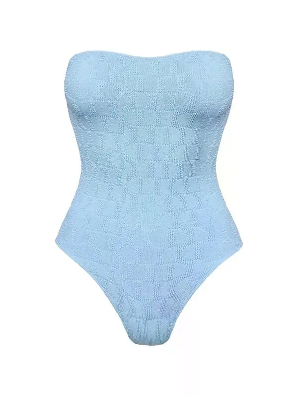 SOFIA ERHAN Kaia Strapless Crinkle Swimsuit - Blue