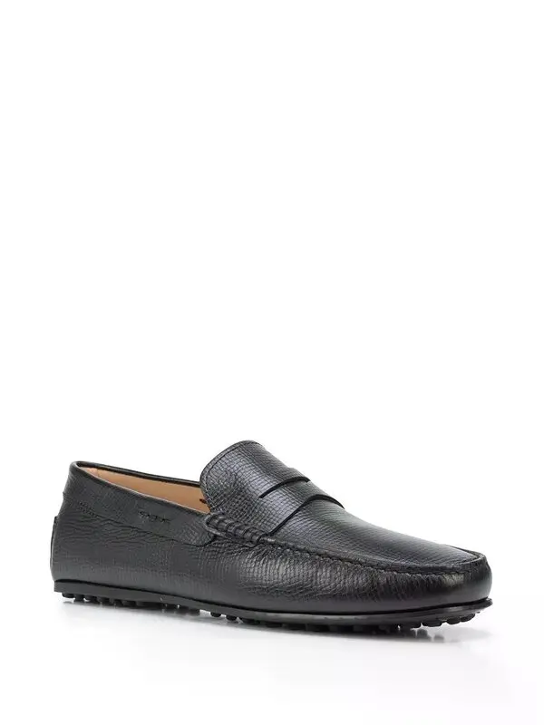 TOD'S Grained Leather Penny Loafers